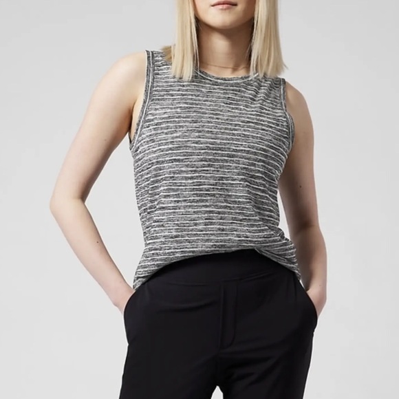 Athleta | Tops | Athleta Breezy Tank Top Womens Medium Black White ...
